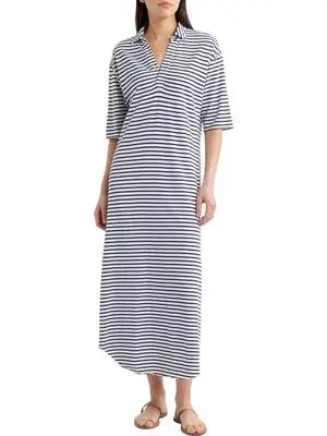 Frank & Eileen Emma Johnny Collar Maxi Dress White And British Royal Navy