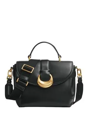 Donna Karan New York Leather Satchel With Adjustable Strap Blk/gold
