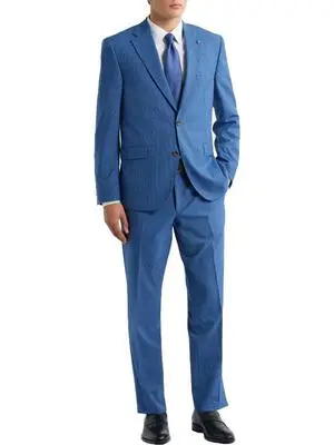 JACK VICTOR Esprit Micro Houndstooth Super 130s Wool Suit - Blue