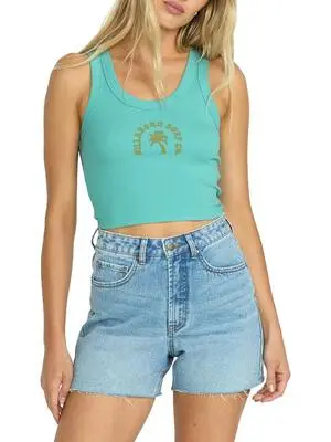 BILLABONG Under Palm Trees Cotton Crop Tank - Misty Blue