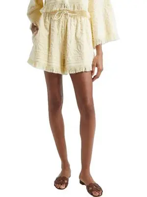 Zimmermann Coco Jacquard Terry Cloth Shorts - Yellow/ Cream