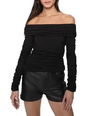 Rebecca Minkoff Maria Ruched Off-the-shoulder Top - True Black