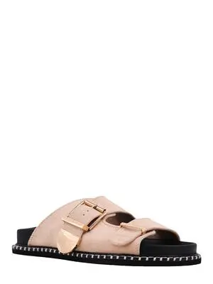 SHU SHOP Adjustable Slide Sandal Beige Suede