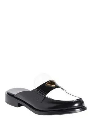 Prada Colorblock Loafer Mule - Nero/bianco