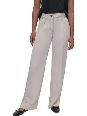 Dkny Contrast Stitch Straight Leg Pants - Coconut
