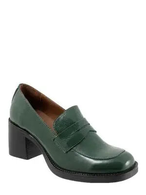 BUENO Ruth Penny Loafer Pumps - Hunter Green Patent