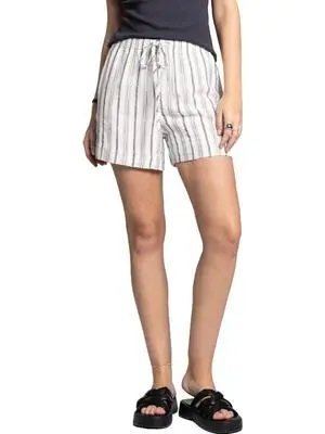 THREAD & SUPPLY Striped Drawstring Shorts - White Black