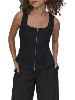 Dkny Sleeveless Twill Top Black