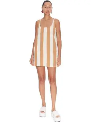 SIMONMILLER Sahara Striped Denim Dress Tan Stripe