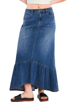 WASH LAB DENIM Denim Maxi Skirt - Great Blue
