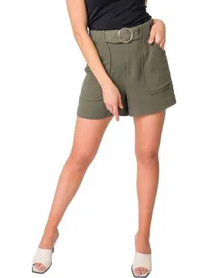 GIBSONLOOK Belted High-waist Shorts - Olive