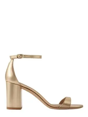 STUART WEITZMAN Nudist Block Metallic Leather Sandals - Gold