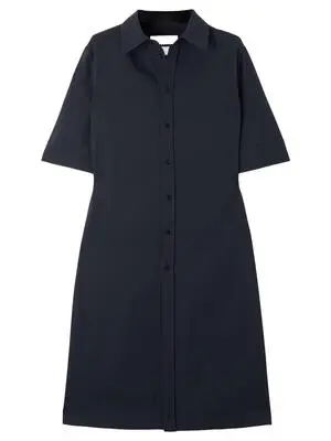 JIL SANDER Wool Shirt Midi Dress Navy