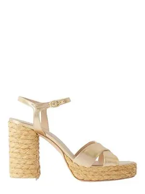 STUART WEITZMAN Dayna Metallic Leather Platform Sandals - Gold