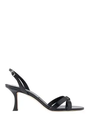 JIMMY CHOO Elsy 70 Leather Slingback Sandals - Black