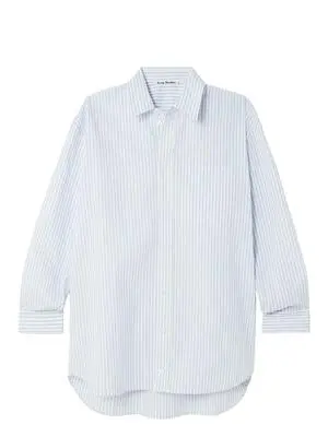 Acne Studios Printed Striped Cotton-poplin Shirt - Blue