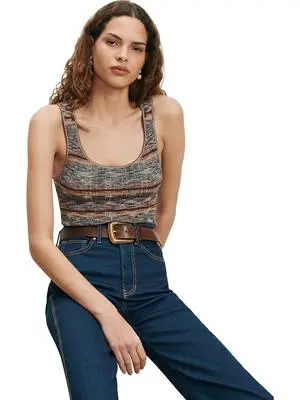 Veronica Beard Sandra Knit Tank Top - Rust Multi