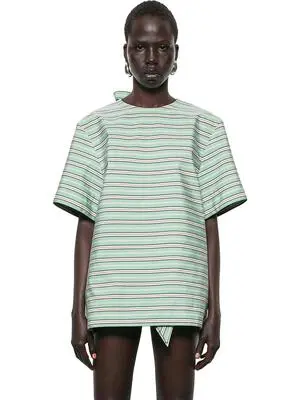 Rabanne Top Short Sleeves Stripe Green,mustard