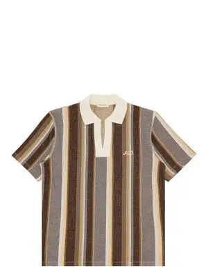 NICHOLAS DALEY Short-sleeve Striped Polo - Brown