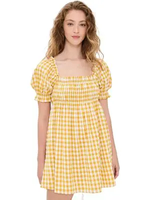 O.P.T Cotton Catalina Mini Dress - Yellow Plaid
