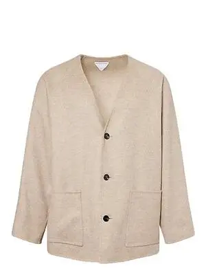 Bottega Veneta Boxy-fit Wool-cashmere Jacket - Sandshell Melange