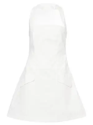 AMY LYNN Halterneck Flared Cotton-poplin Mini Dress - White