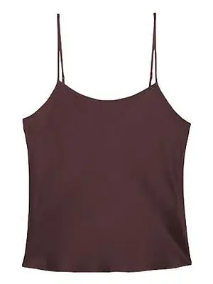 REISS Corey Silk Cami Top - Burgundy