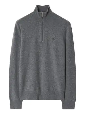 Burberry Cashmere Blend Half-zip Sweater - Grey