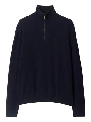 Burberry Cashmere Blend Half-zip Sweater - Navy