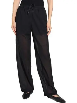 Theory Wool Blend Drawstring Pants Black