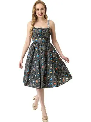 Unique Vintage 1950s Cotton Swing Dress - Black