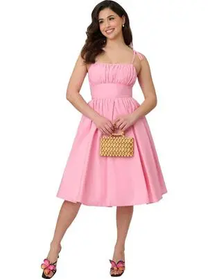Unique Vintage 1950s Cotton Swing Dress - Rose Pink Solid