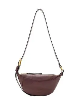 ALLSAINTS Leather Crescent Crossbody Bag - Dark Red