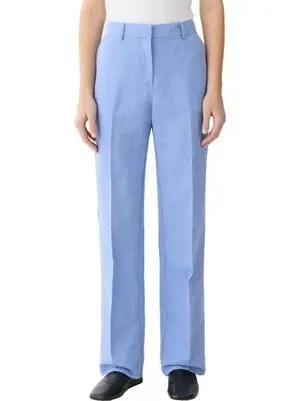 Lafayette 148 New York Gates Silk & Linen Straight-leg Pants - Iris