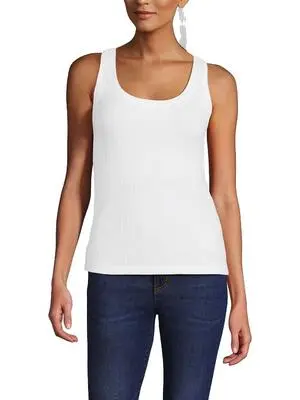 LANDS' END Pointelle Rib U-neck Tank - White