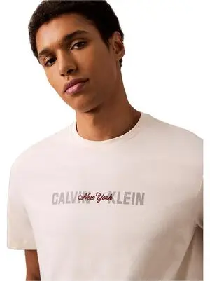 Calvin Klein New York Script Logo Graphic Classic T-shirt - Tofu