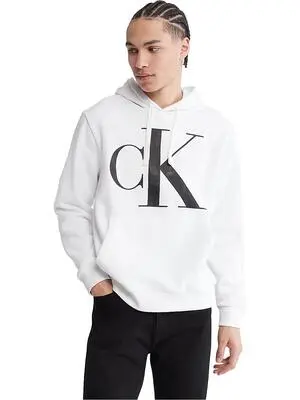 Calvin Klein Monogram Fleece Hoodie Brilliant White