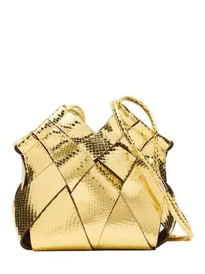 Ulla Johnson Charlotte Metallic Snake-print Crossbody Bag - Gilt
