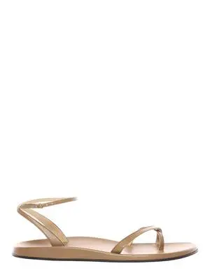 THE ROW Hugh Leather Ankle-Strap Sandals Beige