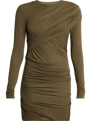 Isabel Marant Étoile Denise Long-sleeve Draped Mini Dress - Khaki