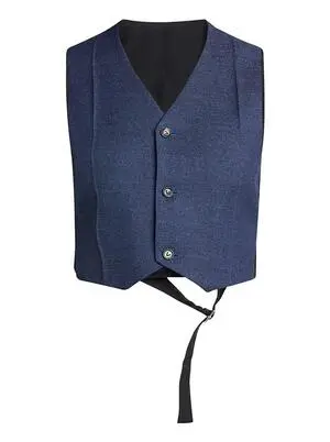 Bottega Veneta Melange Wool Drill Vest Indigo