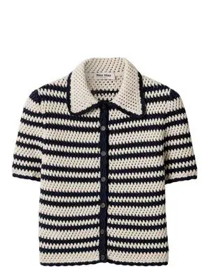 Miu Miu Cotton Cardigan - Natural/blue