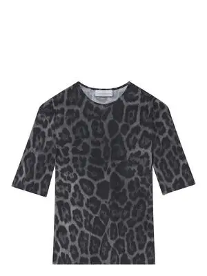 Stella McCartney Leopard-print Short-sleeve T-shirt - Ash Grey
