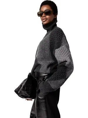 Stella McCartney Argyle Turtleneck Sweater - Tonal Grey