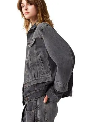 Stella McCartney Tonal Paneled Denim Jacket - Two-tone Black