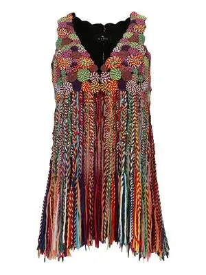 Etro Swirl Fringe Vest - Red