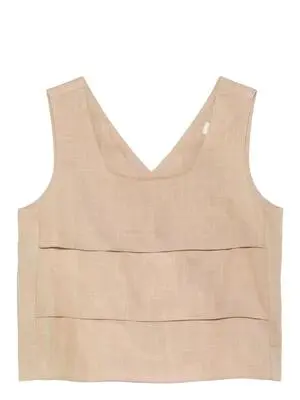 MOUTAKI Paneled Sleeveless Top - Neutrals