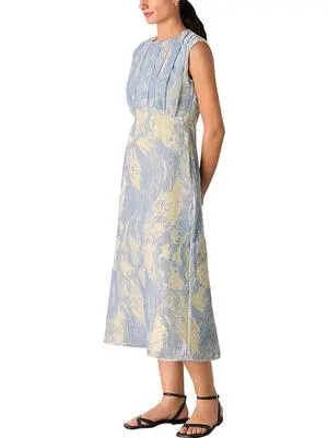 Whistles Devore Swirl Velvet Midi Dress - Blue/multi