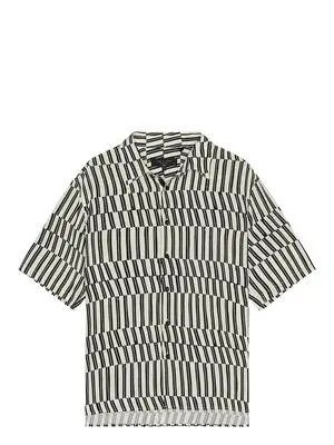Rag & Bone Dalton Printed Shirt In Black,white - Blue & White Joff Print
