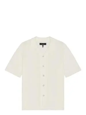 Rag & Bone Zuma Pointelle Avery Shirt In White - Chalk